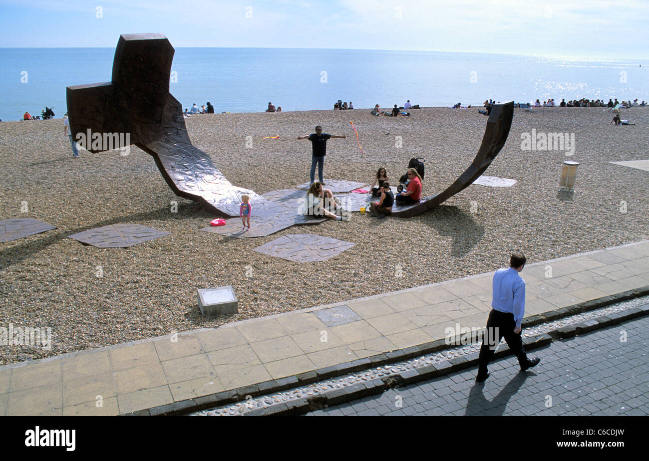 Passacaglia Seafront sculpture by Charles Hadcock, Brighton beach, UK ...
