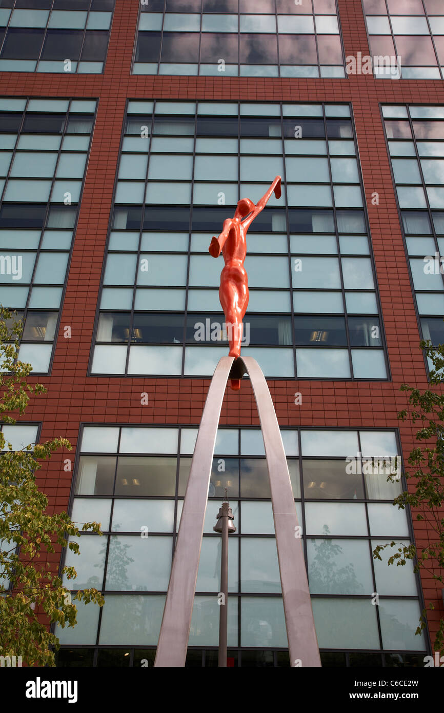 Sculpture with 1 First Street building in Manchester UK Stock Photo - Alamy