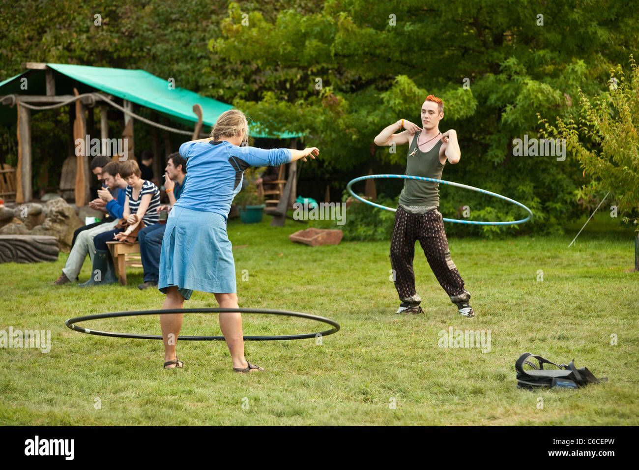 Hula hooping at Einstein's Garden, Green man festival 2011, Glanusk ...