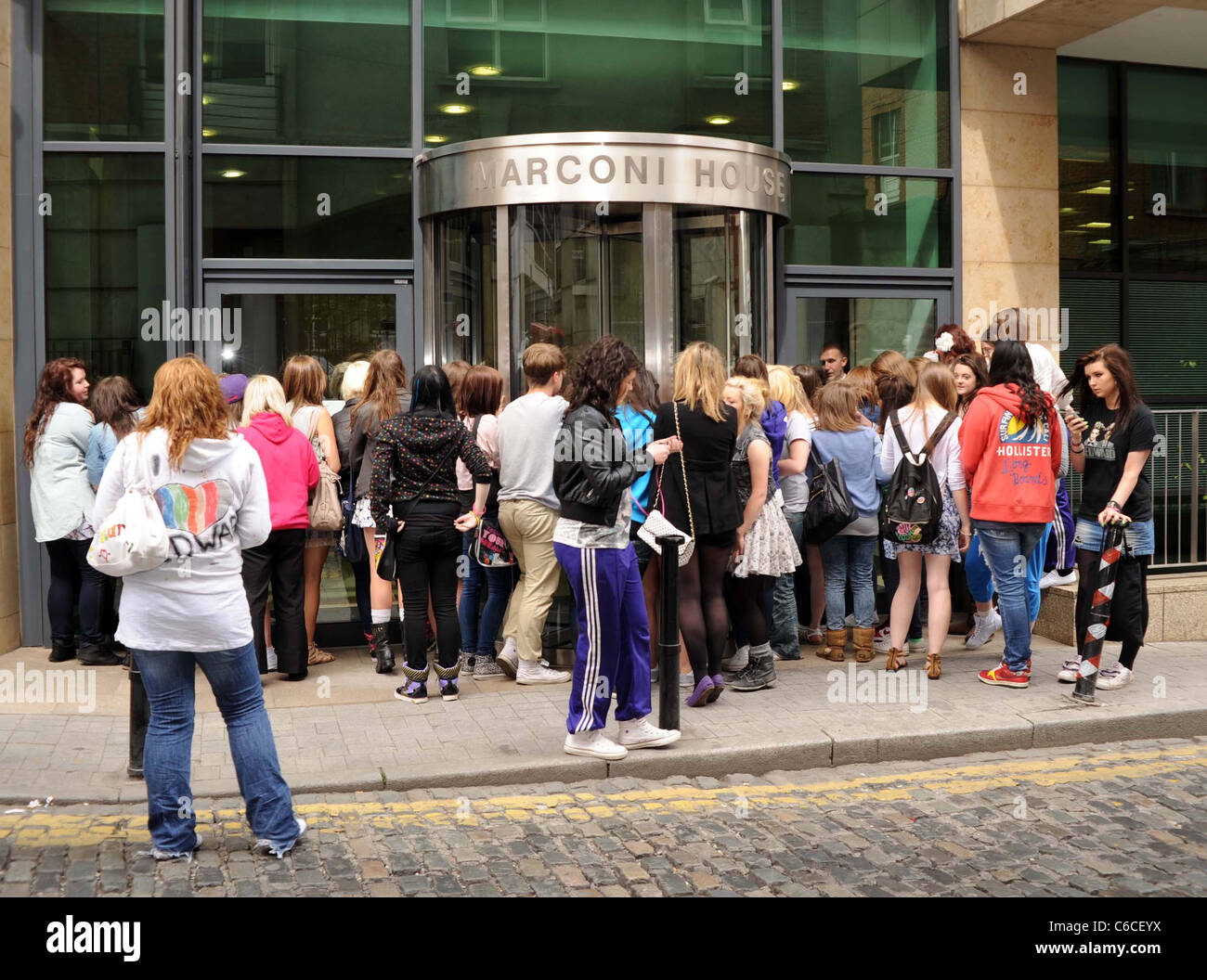 Twins John Grimes and Edward Grimes aka Jedward arrive at Marconi House ...