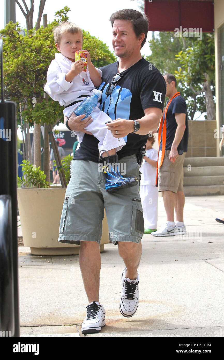 Mark Wahlberg picks his son Michael up from karate class in Brentwood ...