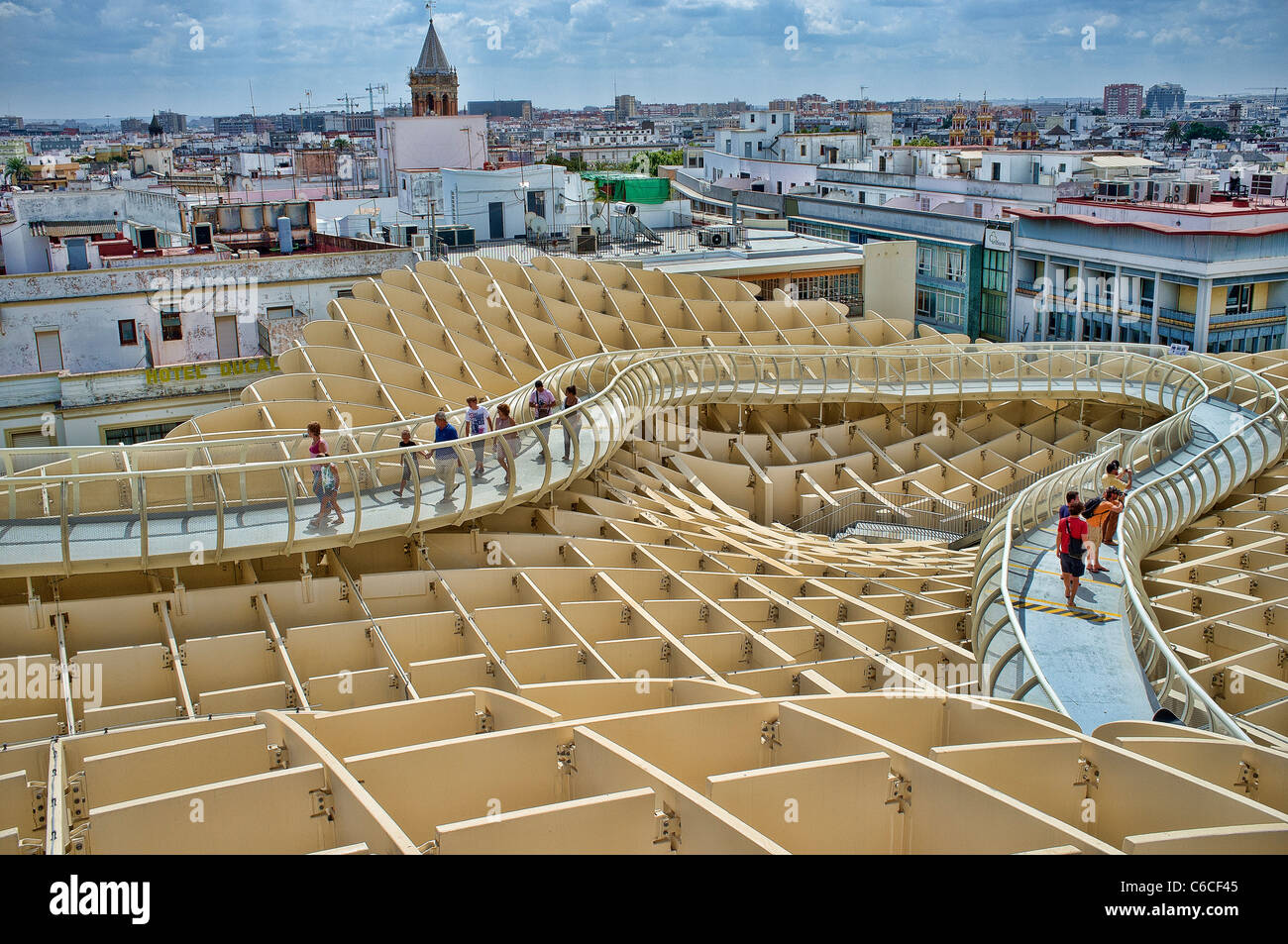 Walkway on the top of Metropol Parasol structure, Seville, Spain Stock ...