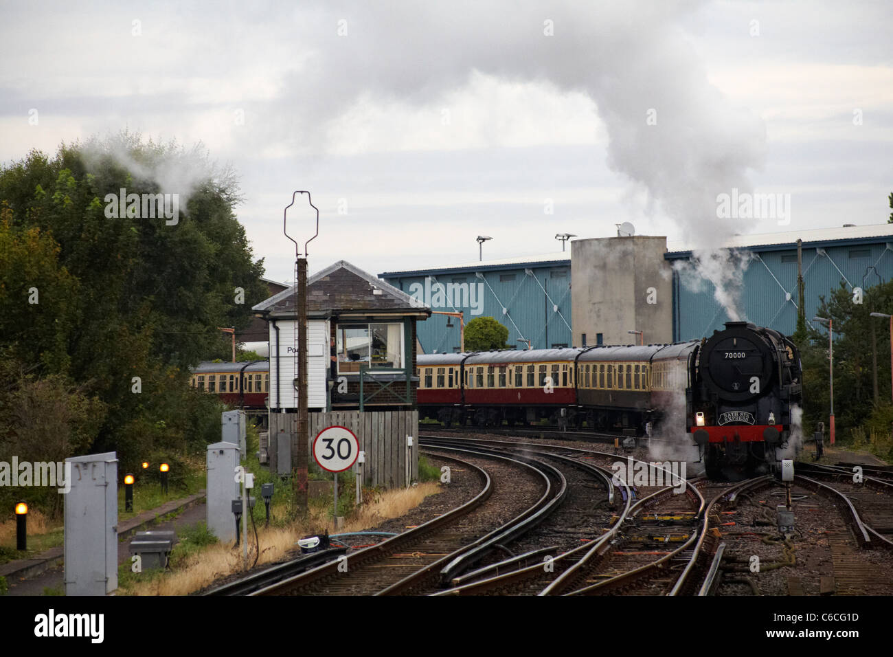 The Bath Spa Express steam train pulling into Poole train station in ...