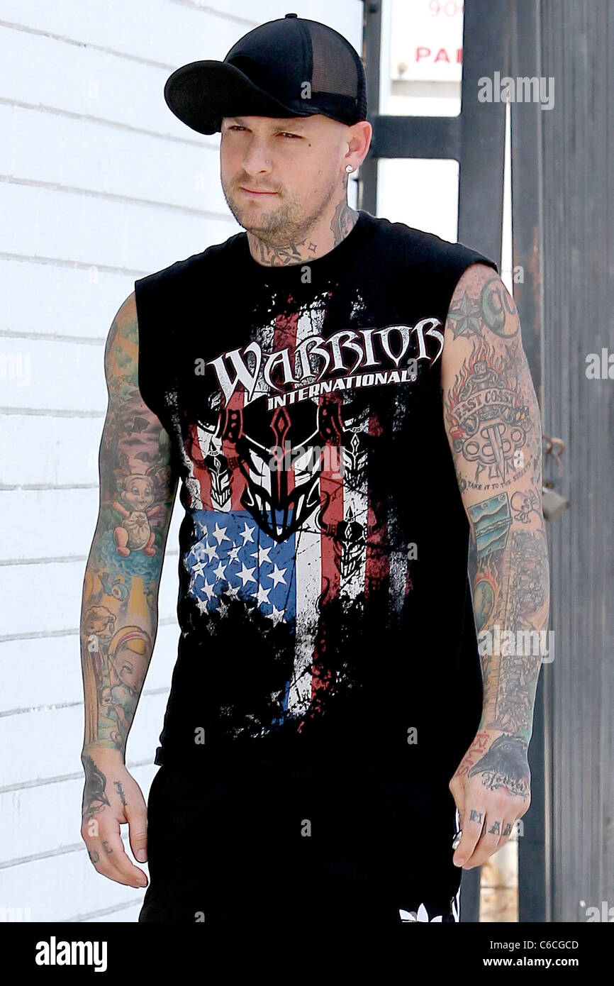 Benji Madden Good Charlotte guitarist walking in Beverly Hills Los ...