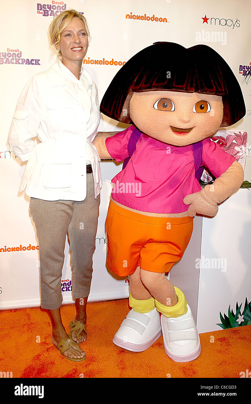 Uma Thurman and animated character Dora Nickelodeon's Beyond the ...