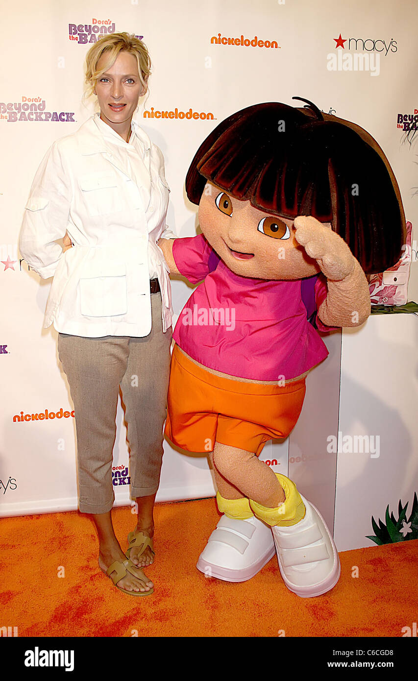 Uma Thurman and animated character Dora Nickelodeon's Beyond the ...