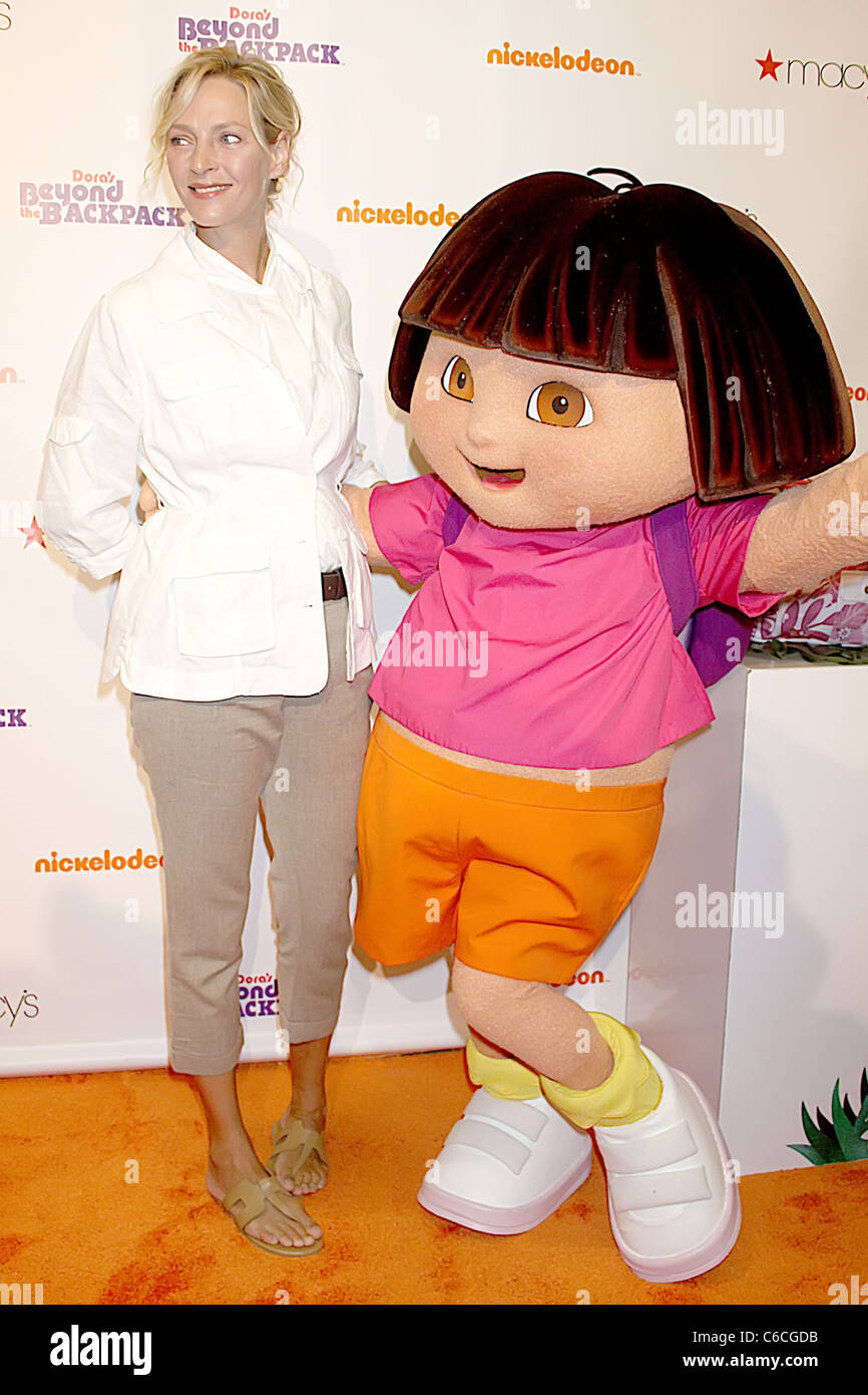Uma Thurman and animated character Dora Nickelodeon's Beyond the ...