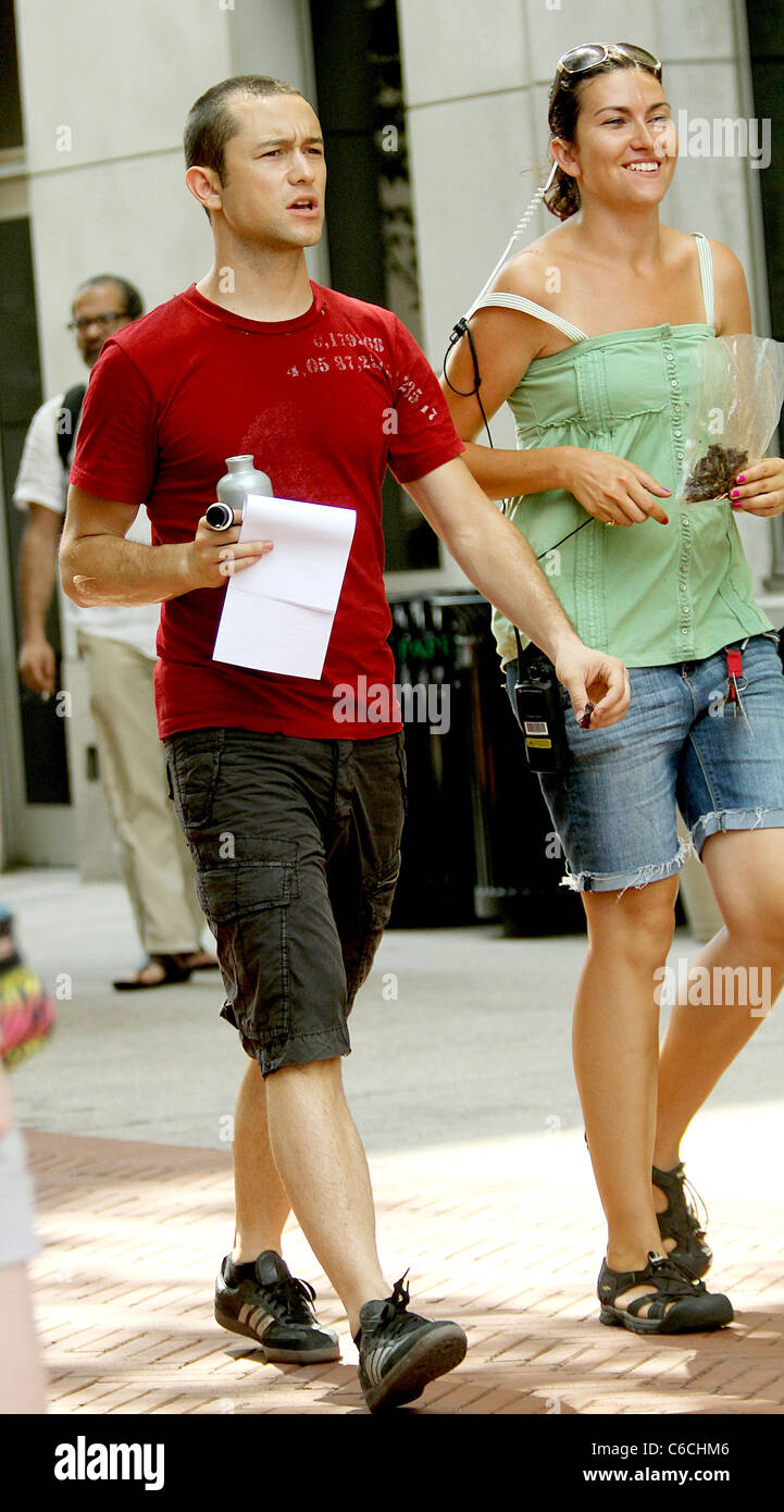 Joseph Gordon-Levitt on the set of his new film 'Premium Rush' shooting on location at Columbia ...
