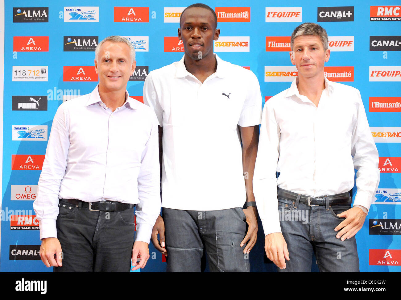 Usain Bolt gives a press conference during the AREVA meeting ...