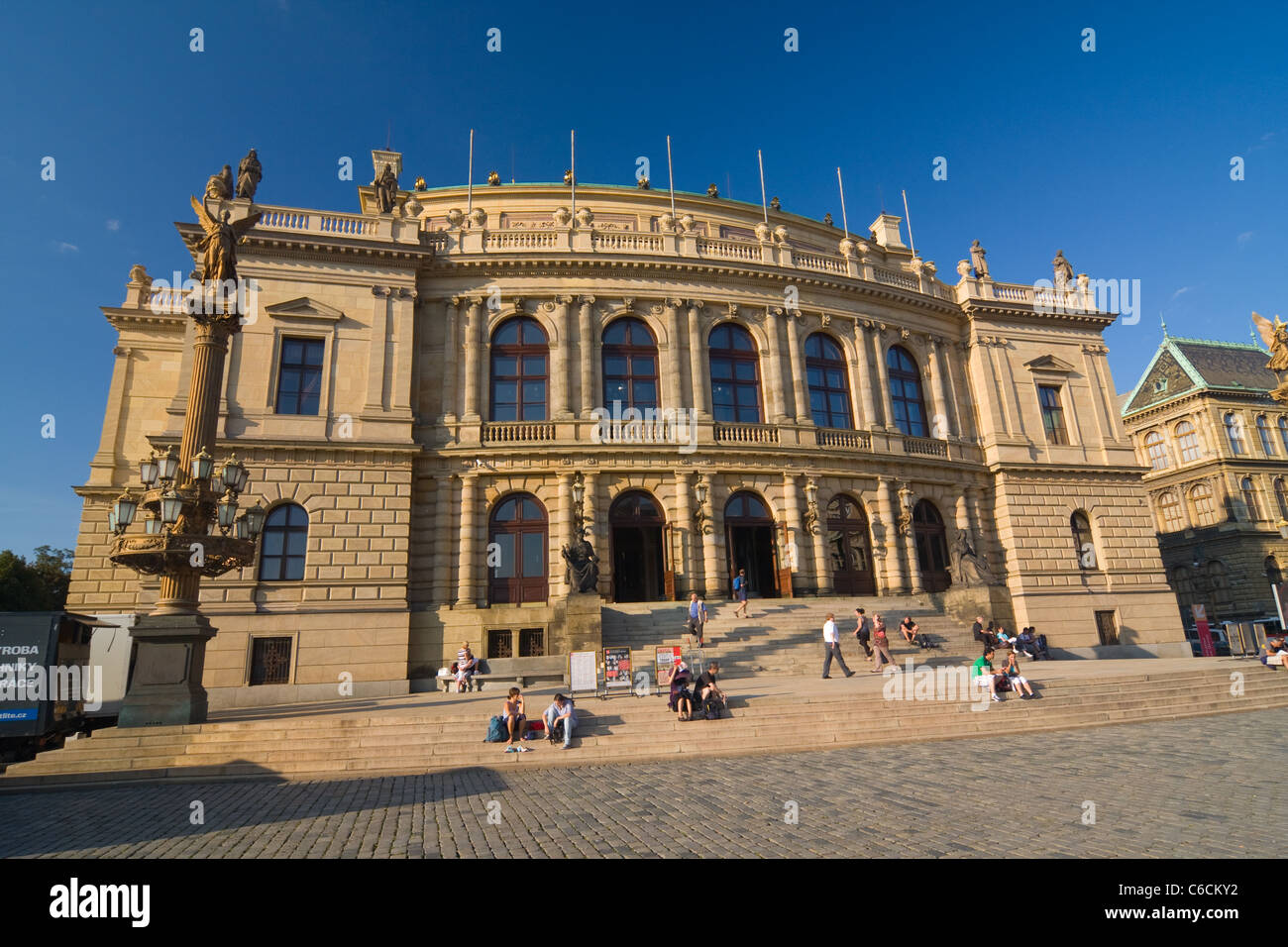A view of the Prague Opera along the Vltava River Stock Photo - Alamy