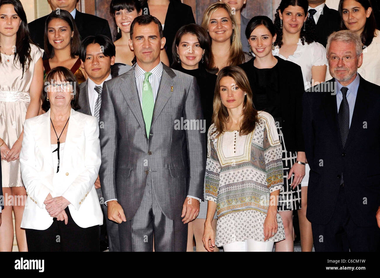 Crown Prince Felipe and Princess Letizia received the participants of ...