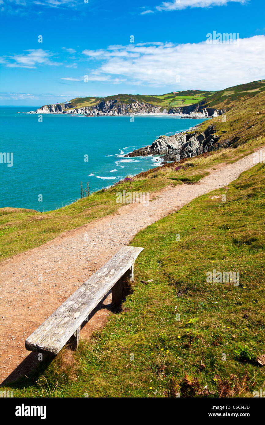 View along coastal path and North Devon coastline to Rockham Bay and ...