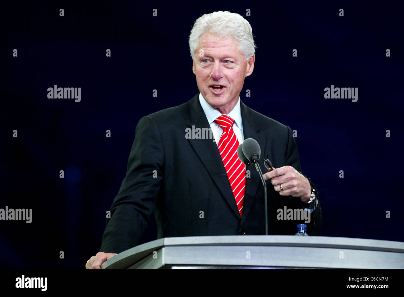 Former U.S. President Bill Clinton addresses Microsoft employees prior ...
