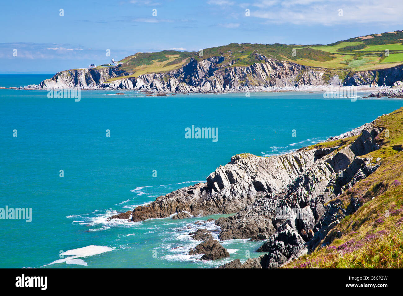 View of the North Devon coastline towards Rockham Bay and Bull Point ...