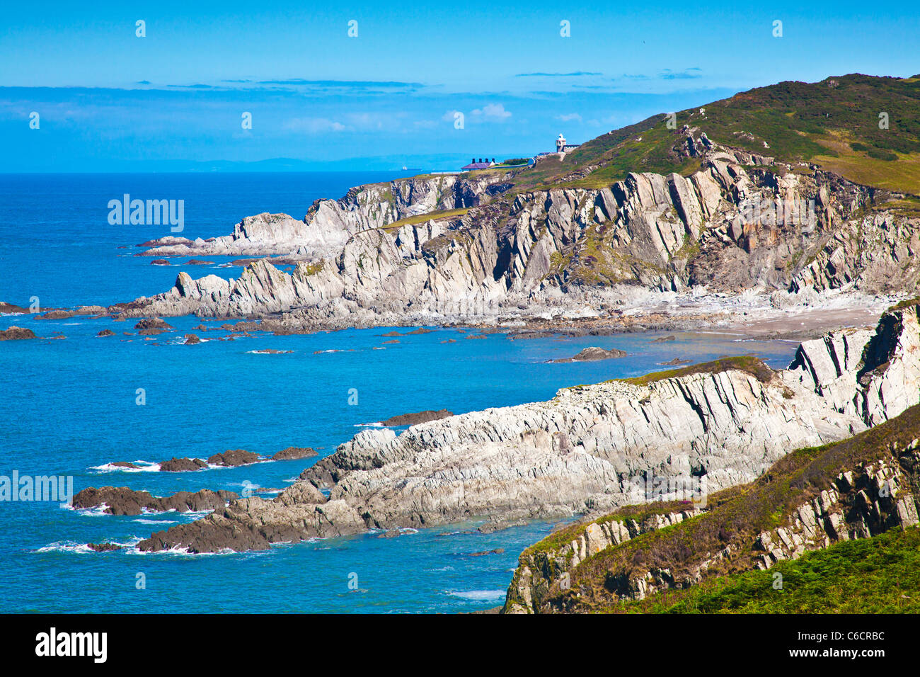 View of the North Devon coastline towards Rockham Bay and Bull Point ...