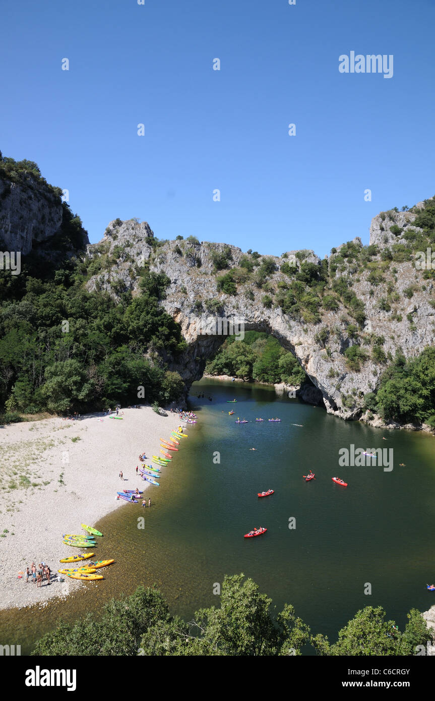 Pont d’Arc rock archway over the Ardeche river Gorges d’Ardeche Gard ...