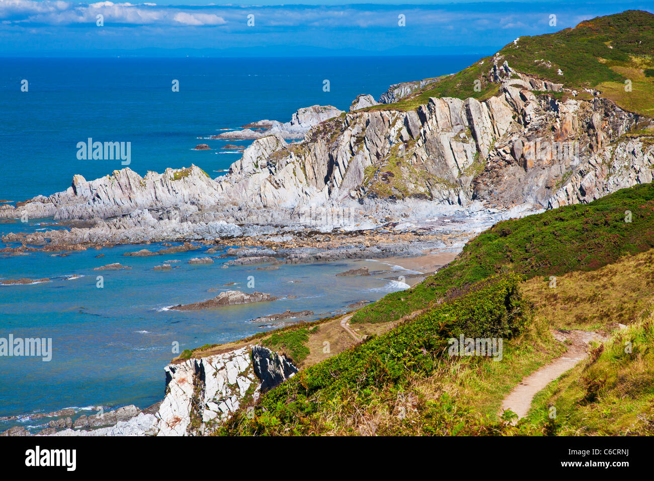 View of the North Devon coastline at Rockham Bay, near Woolacombe and ...