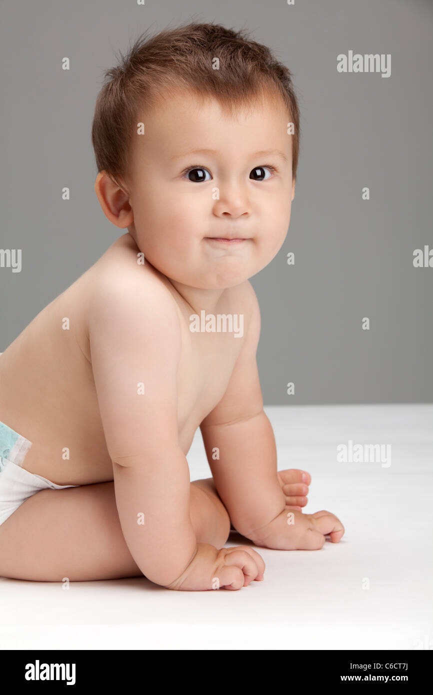 Studio shot of a cute baby boy Stock Photo - Alamy