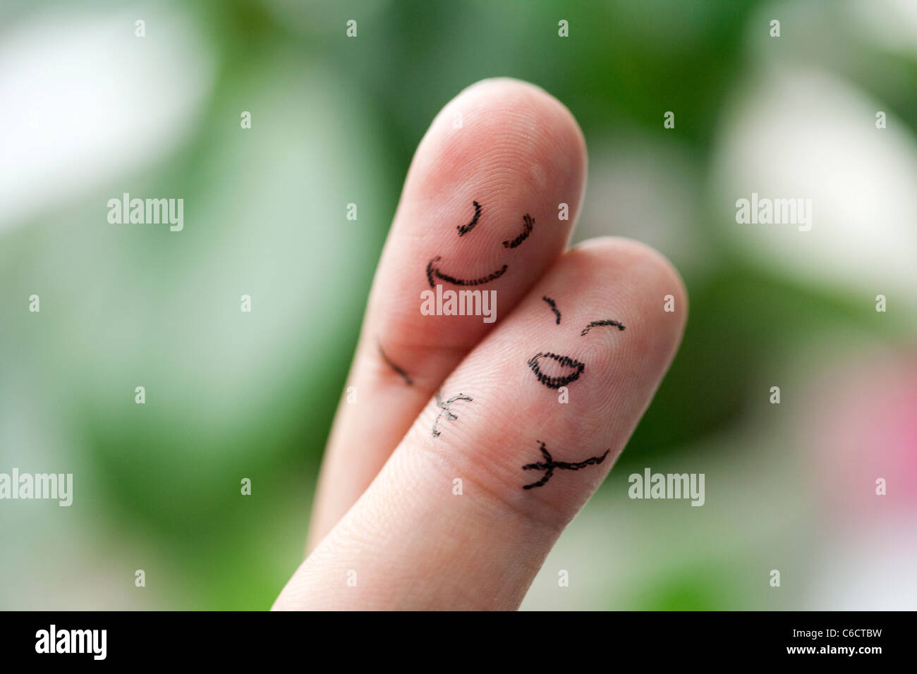 Fingers with smiling faces Stock Photo - Alamy
