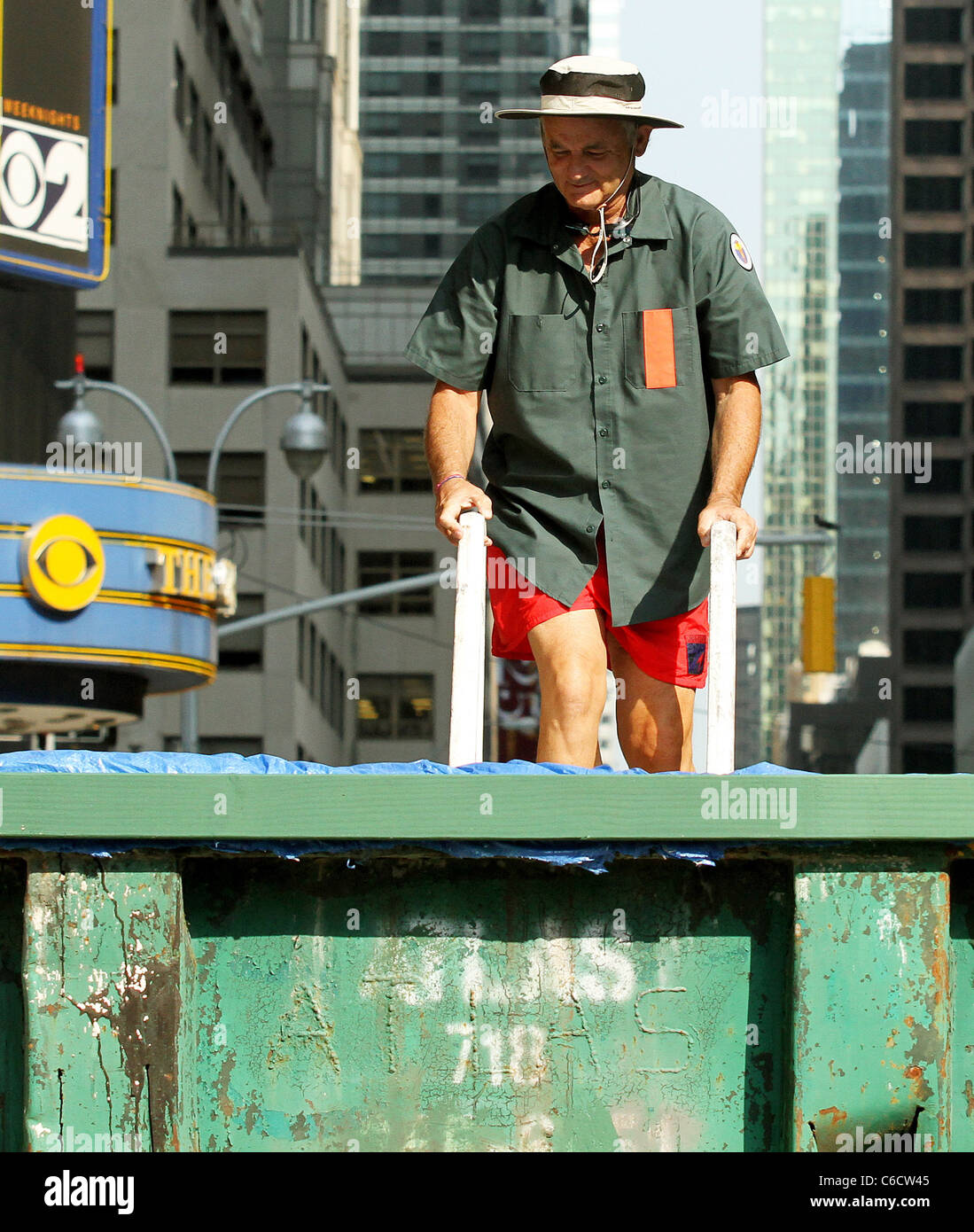 Bill Murray diving into a makeshift pool while filming a segment ...
