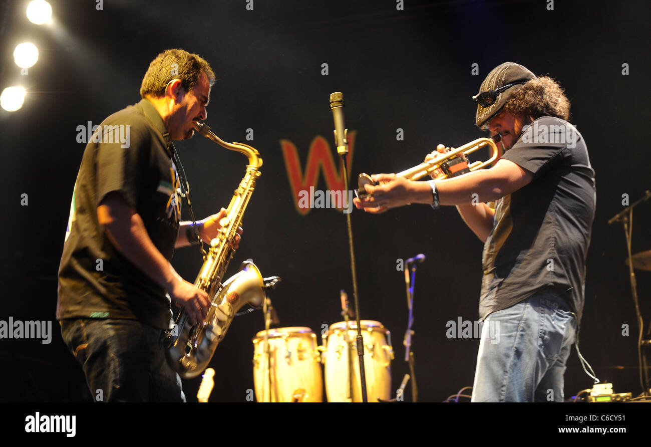 Ozomatli performs on the main stage at the 2010 Womad Festival at ...