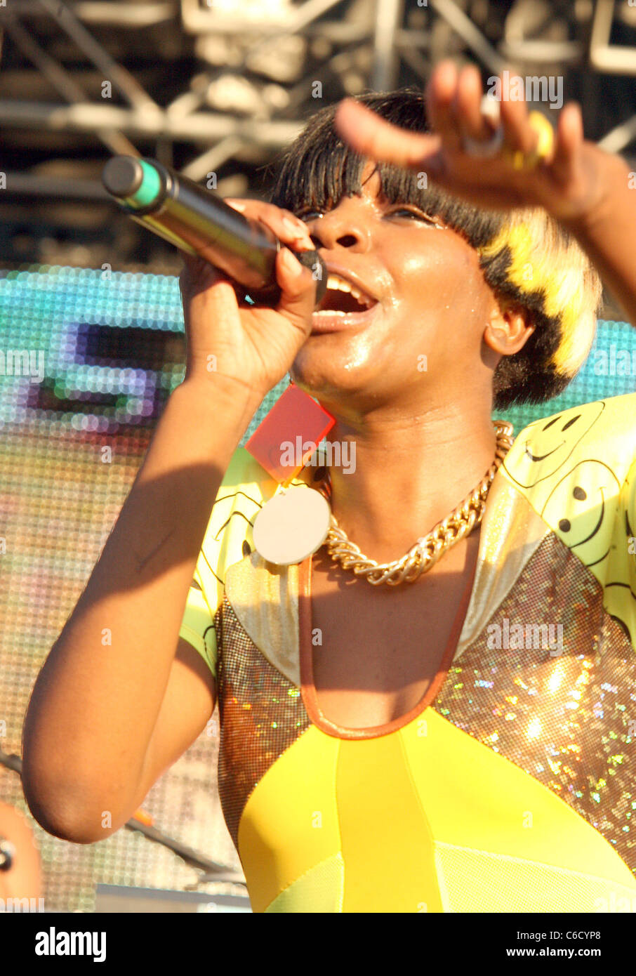 Rapper Ryeisha Berrain aka Rye Rye, performing live onstage at the ...