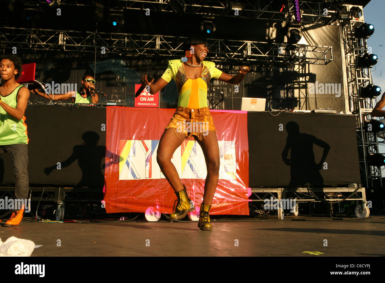 Rapper Ryeisha Berrain aka Rye Rye, performing live onstage at the ...