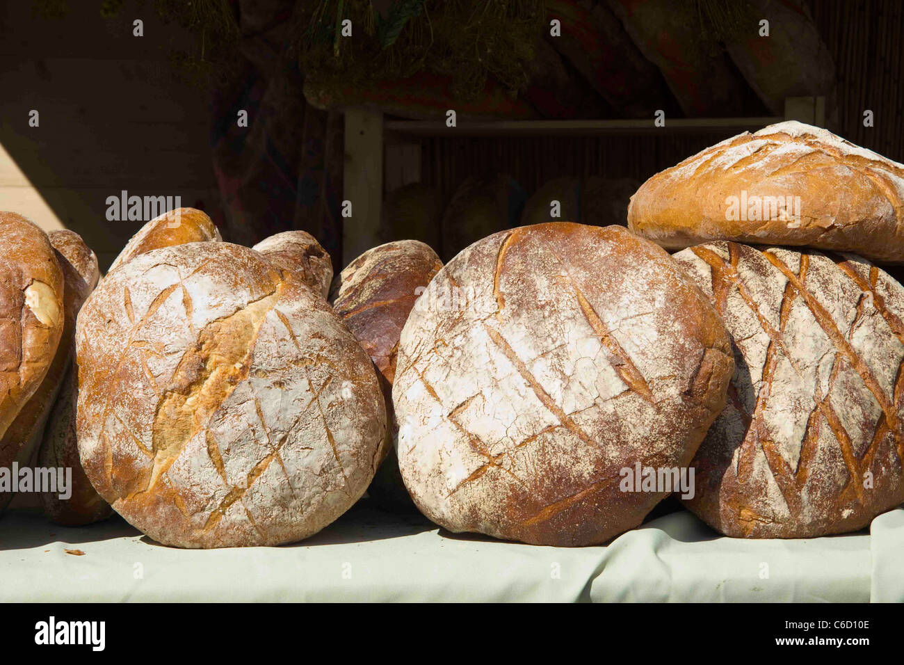 Bread on display at a summer fair in Gdansk Pomerania Poland EU Stock ...