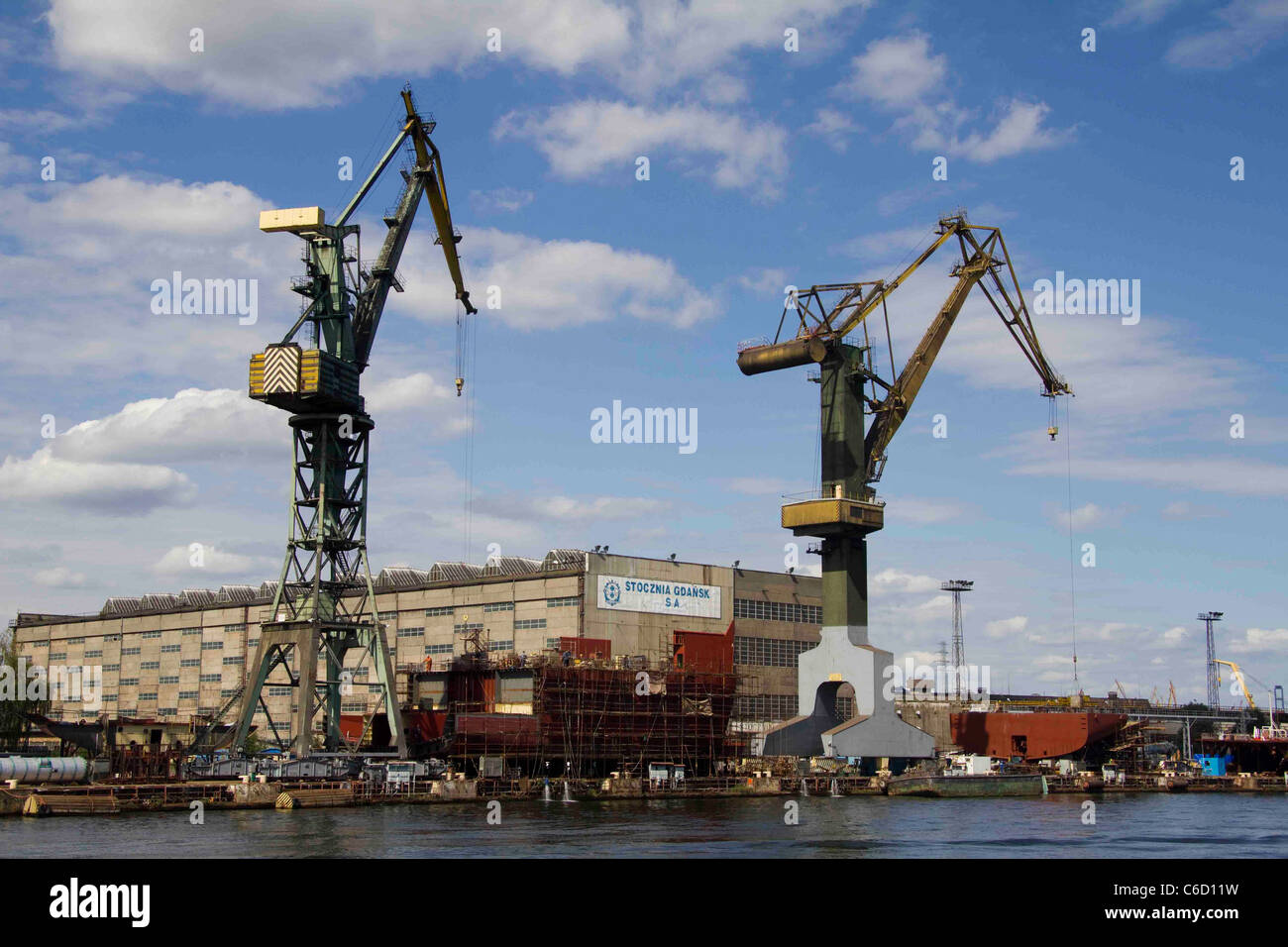Famous shipyard with cranes and docks, Gdansk, Danzig Poland EU Stock ...
