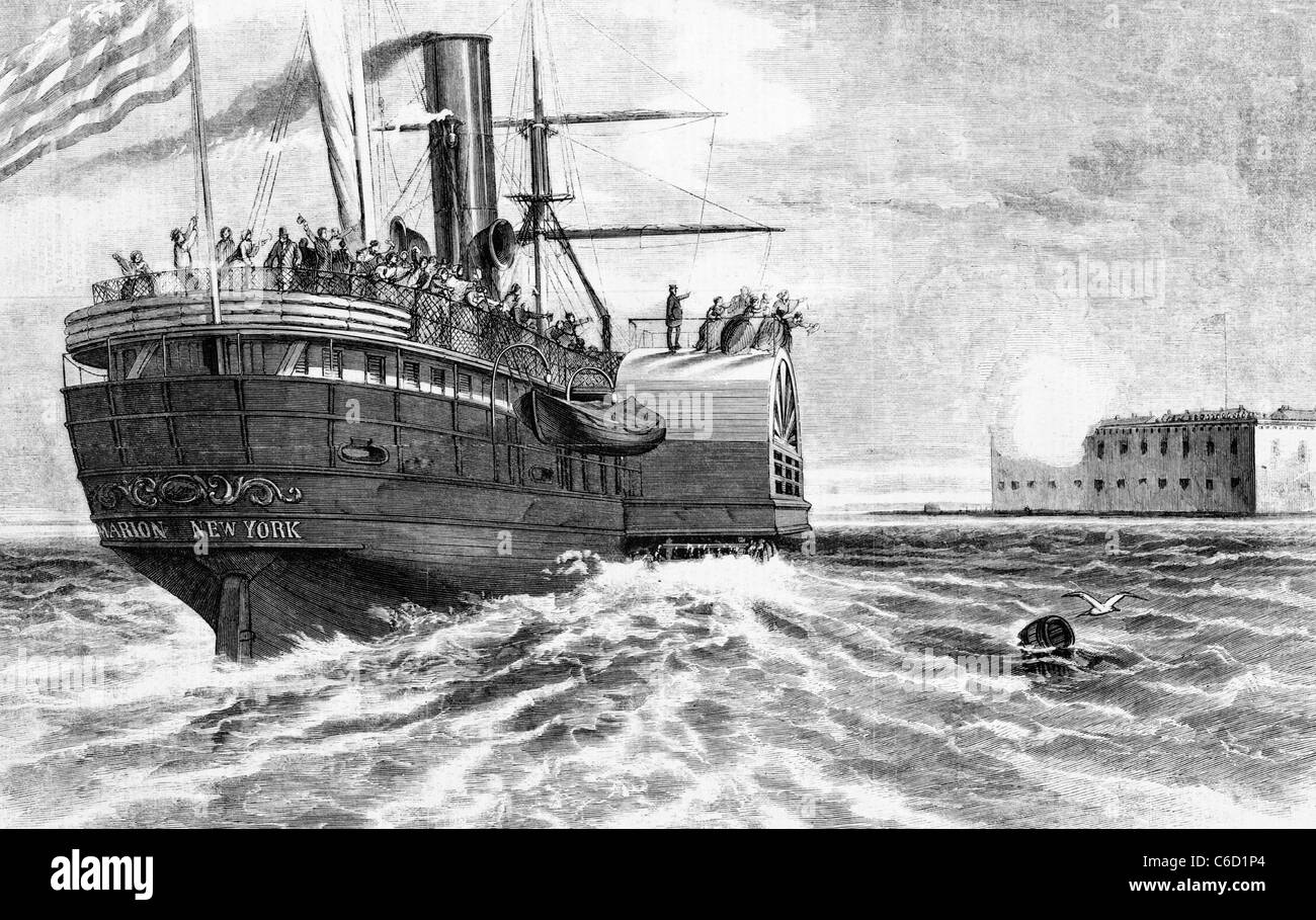 The steamship Marion, on her way to New York with the wives and ...