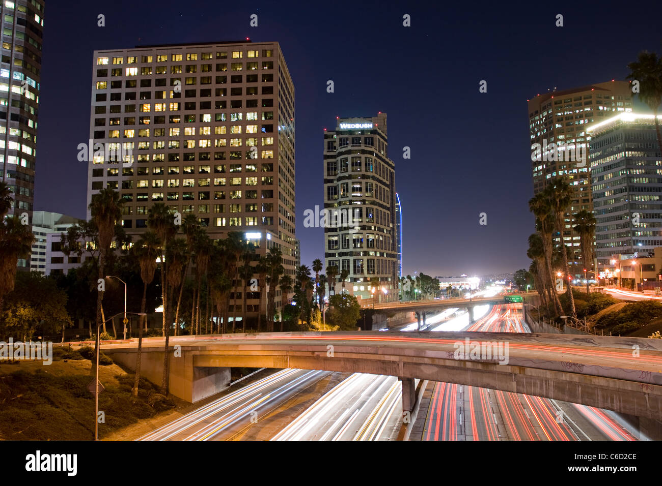 Twilight of the 110 Freeway downtown Los Angeles, Calfornia, USA Stock ...