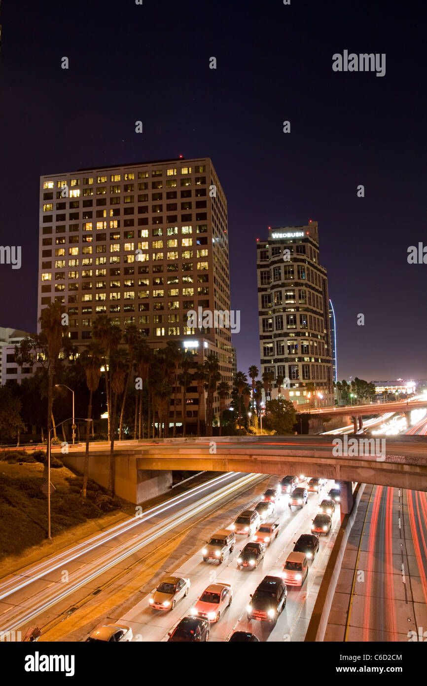Twilight of the 110 Freeway downtown Los Angeles, Calfornia, USA Stock ...