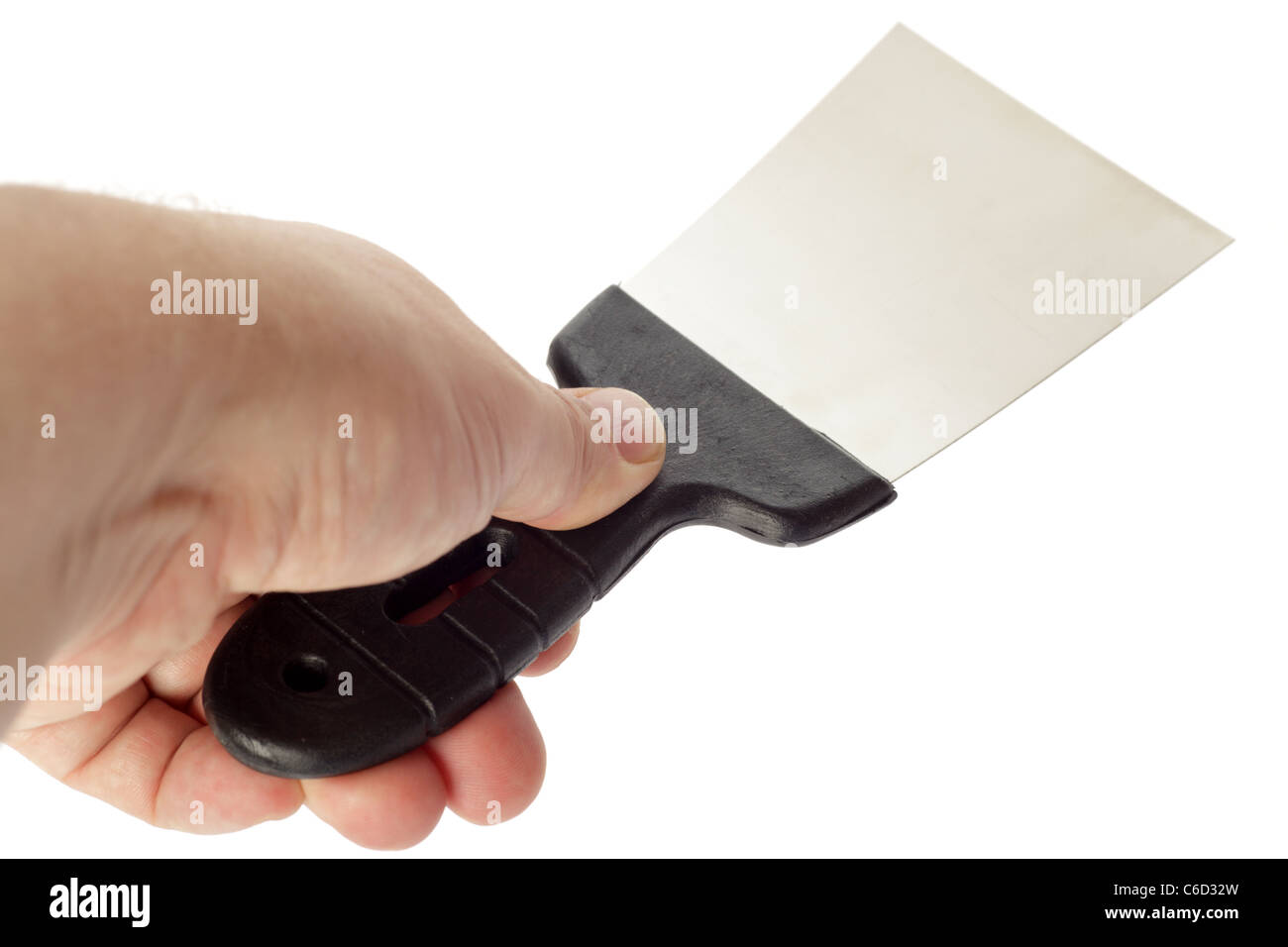 Housepainters trowel, spatula construction equipment on white ...