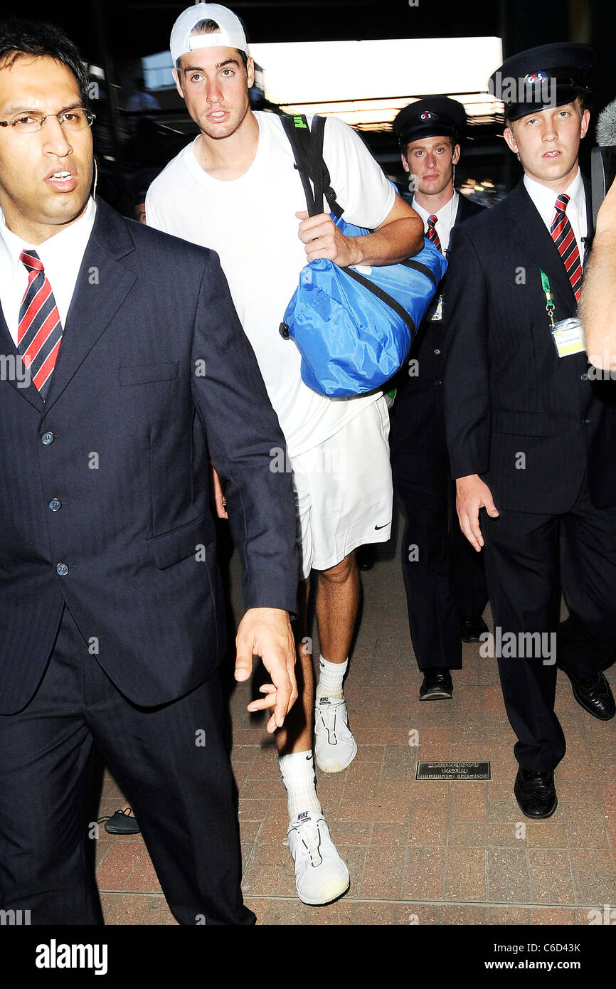John Isner of Tampa, Florida, leaving court after his match with ...