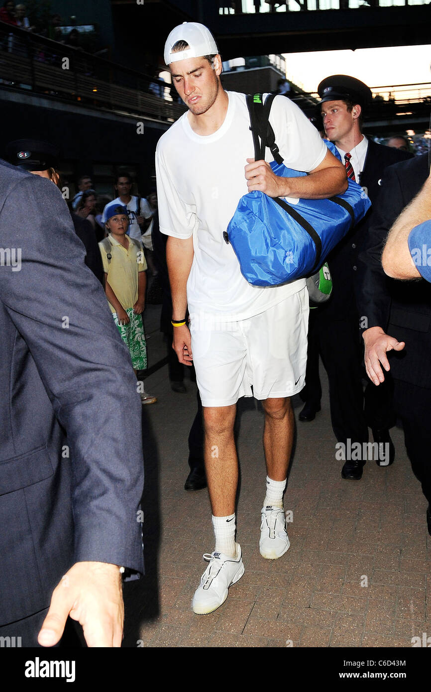 John Isner of Tampa, Florida, leaving court after his match with ...