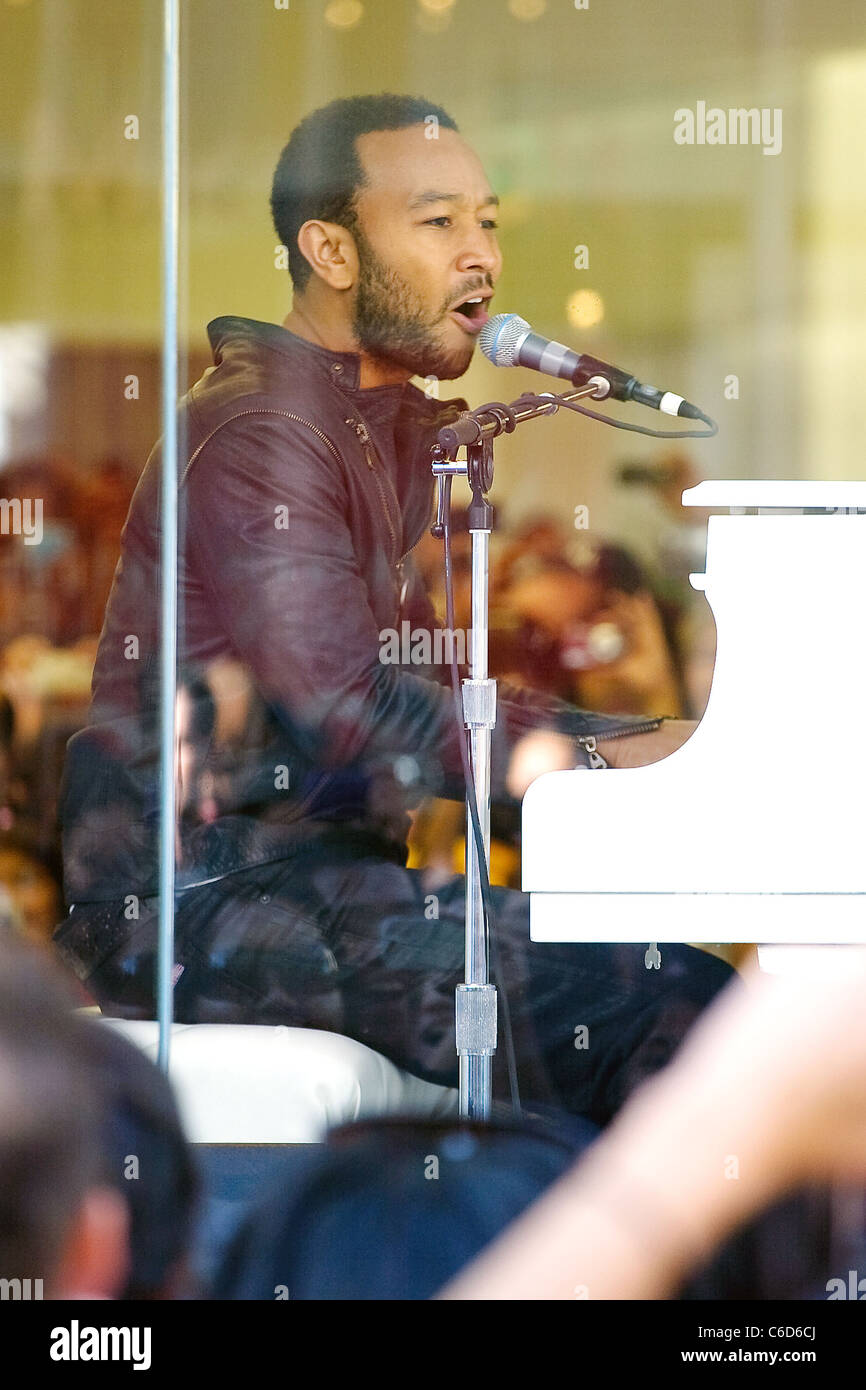 John Legend performing live in a free concert as part of the opening ...