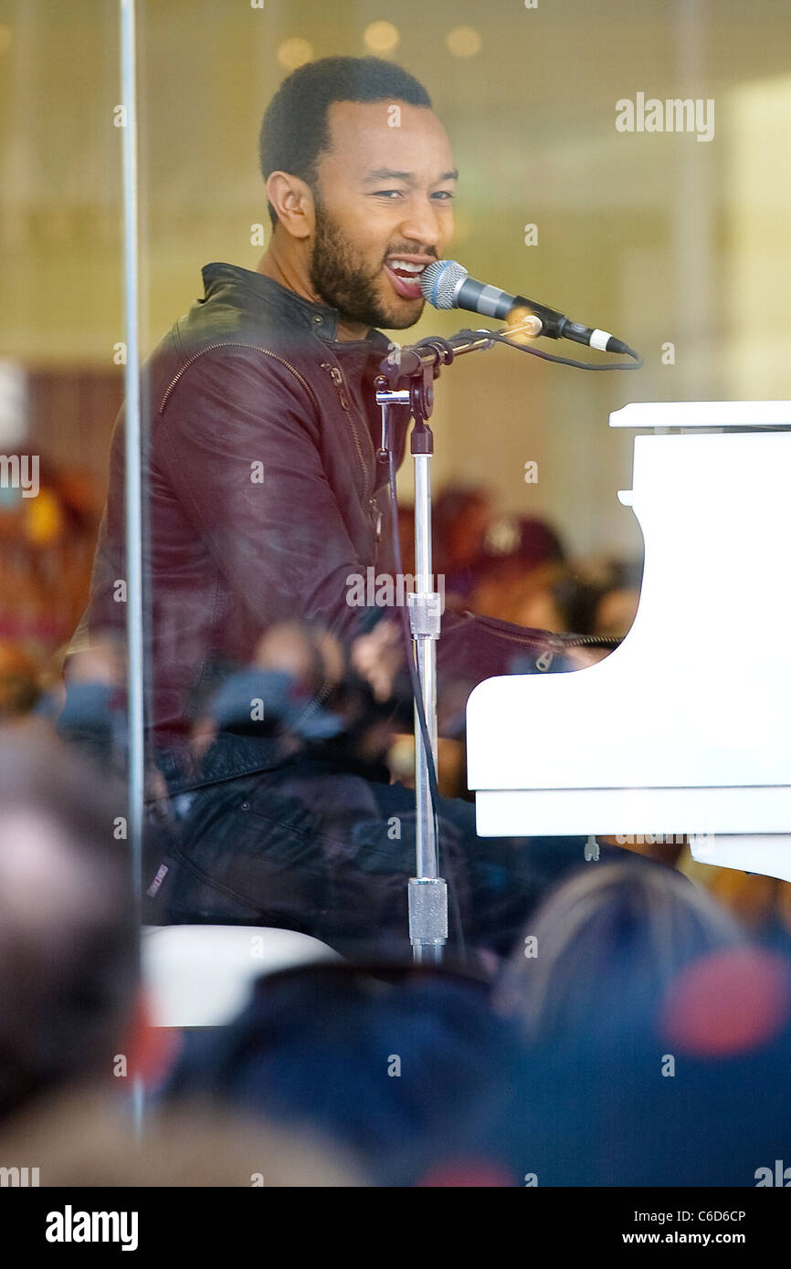 John Legend performing live in a free concert as part of the opening ...