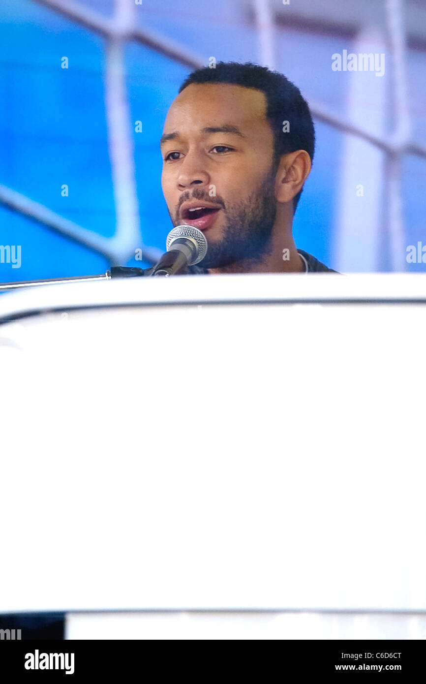 John Legend performing live in a free concert as part of the opening ...