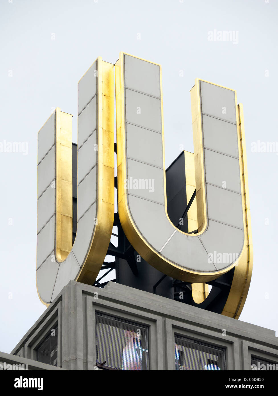 Detail of large U signs on top of new Museum Ostwall in the Dortmunder ...