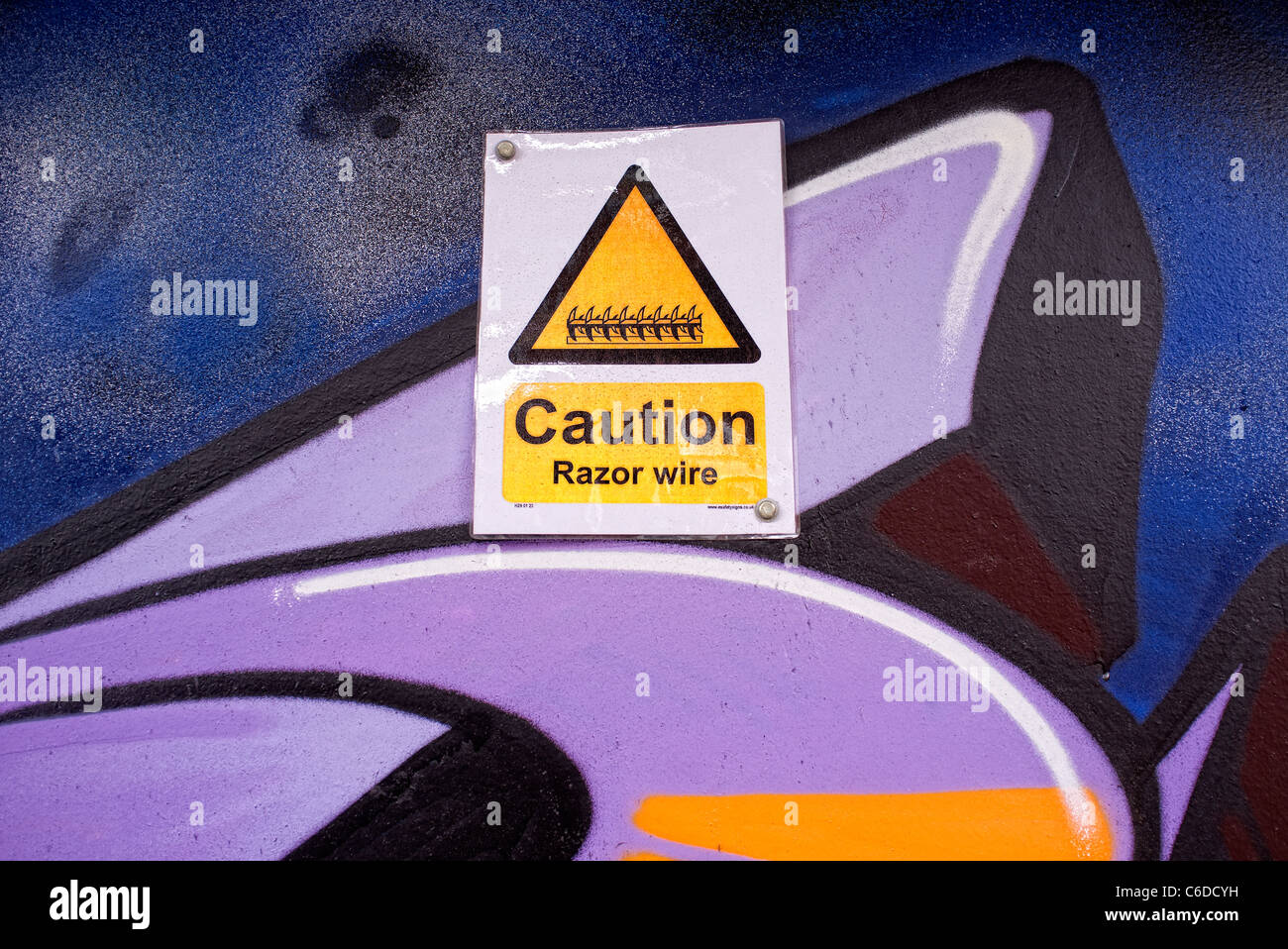 Warning sign vandalism graffiti hi-res stock photography and images - Alamy