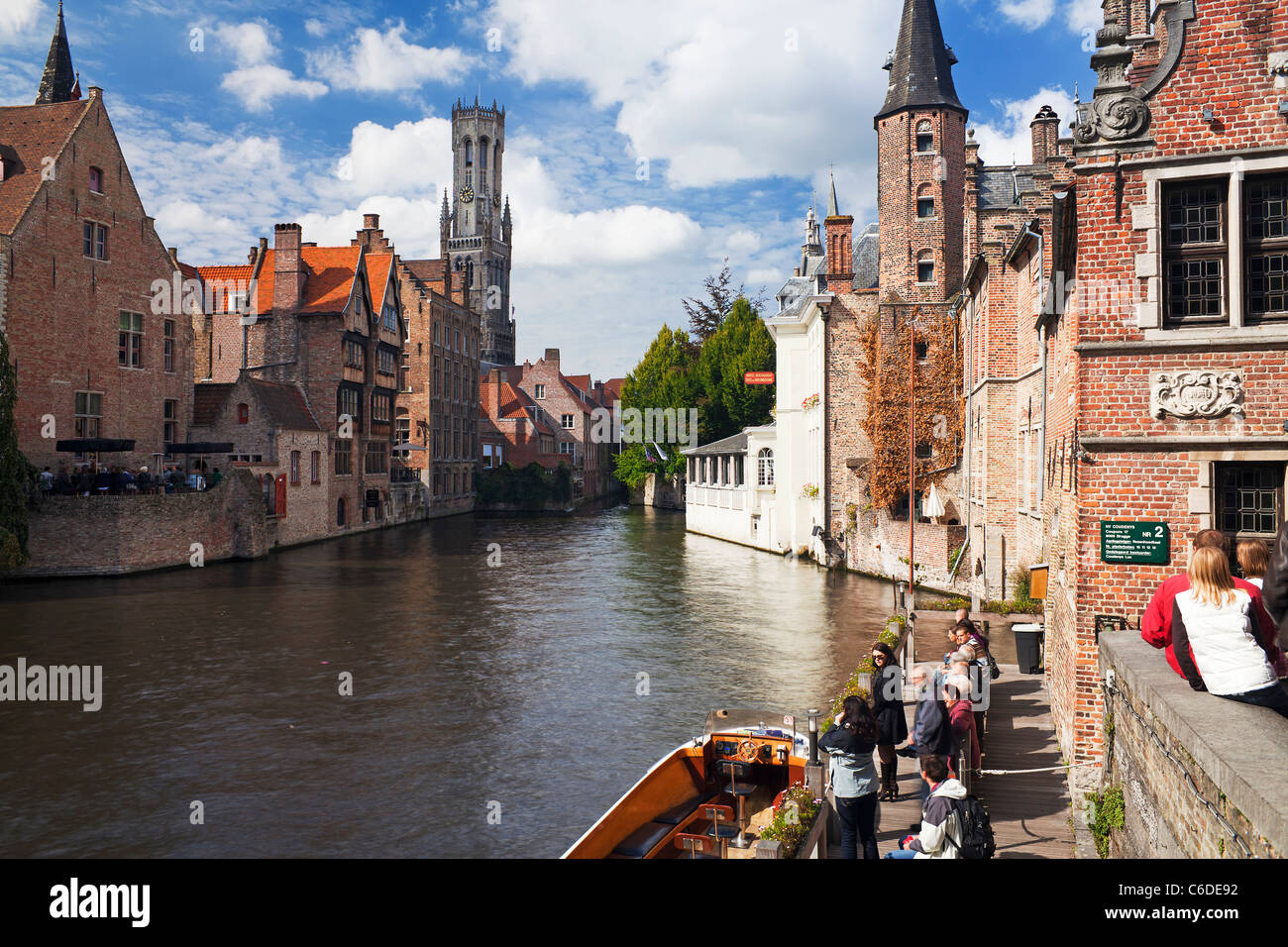 Belfry, Town Hall and canal, Bruges, Brugge, UNESCO World Heritage Site ...