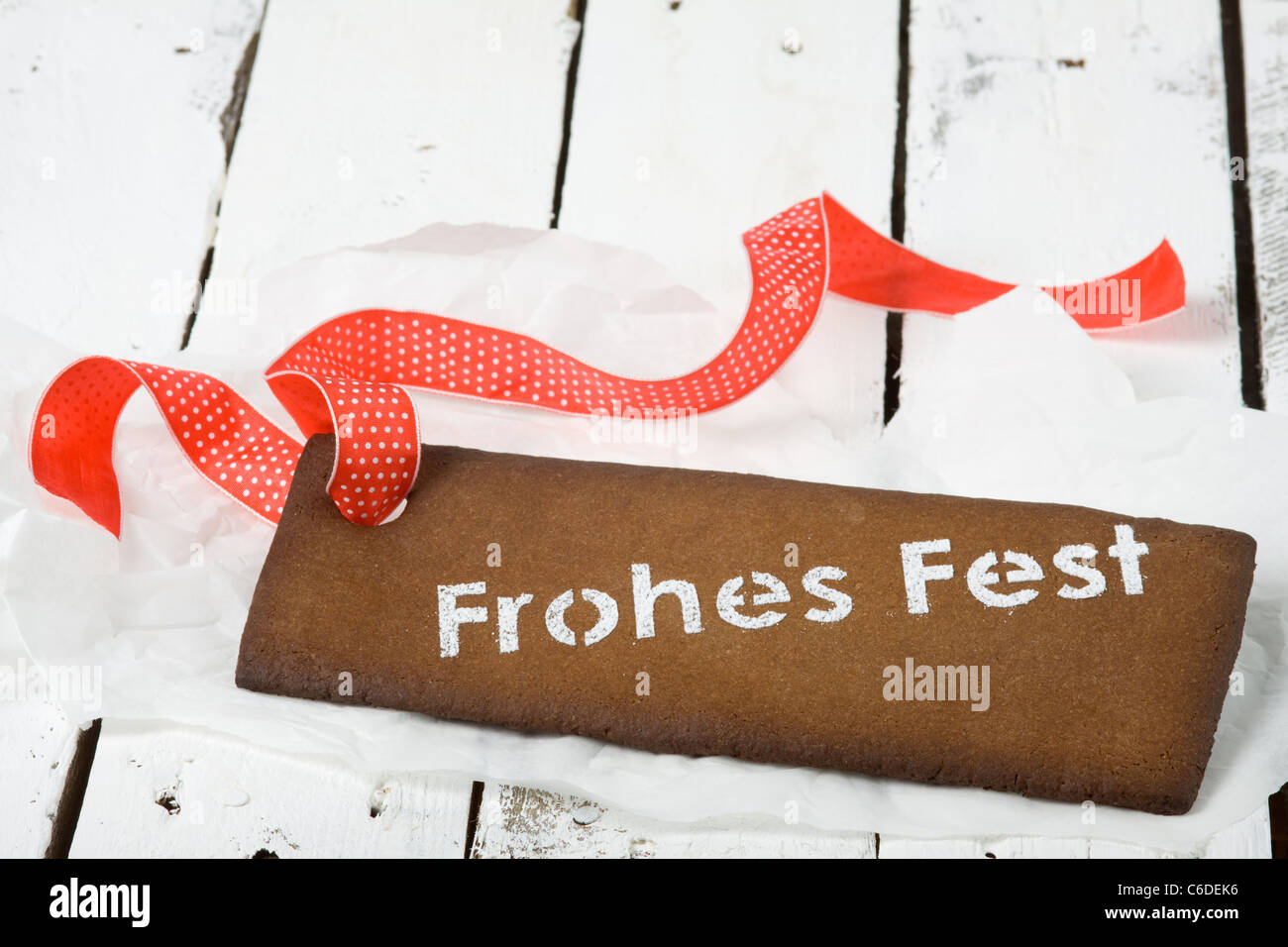 rectangular Christmas wreath with red ribbon Stock Photo - Alamy