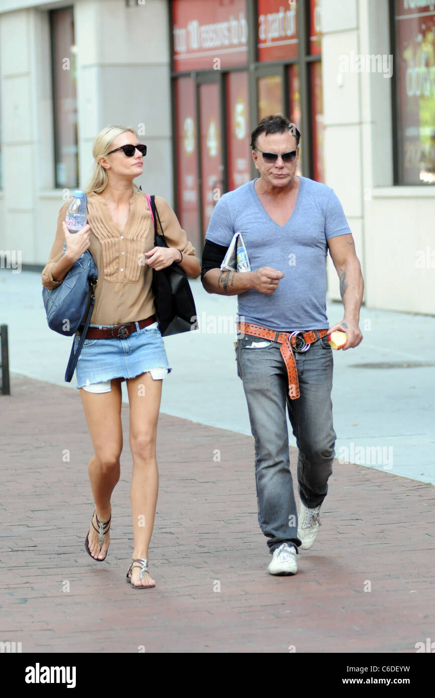 Mickey Rourke out shopping with girlfriend Anastassija Makarenko in the ...