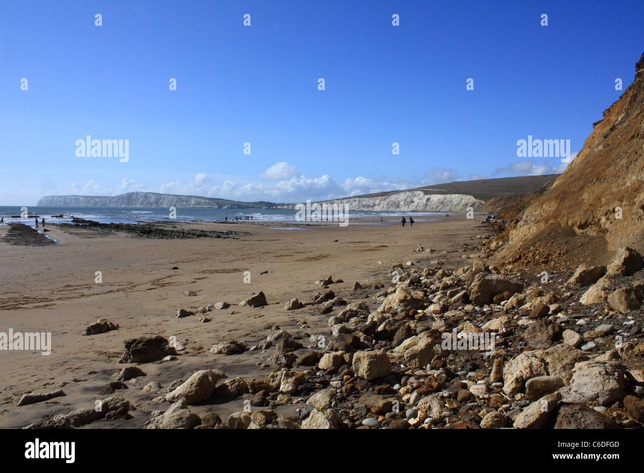 Compton Beach looking West towards Freshwater on the Isle of Wight ...