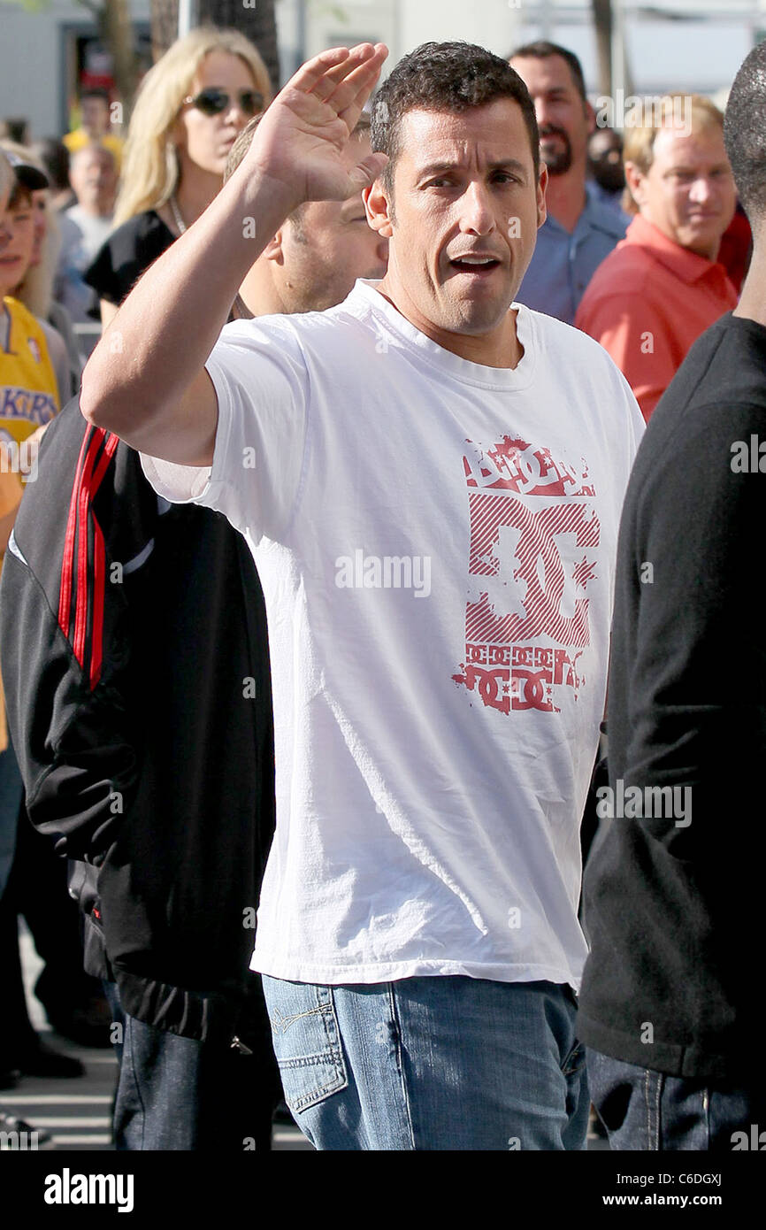 Adam Sandler Celebrities arriving at the Staples Center to watch Los ...