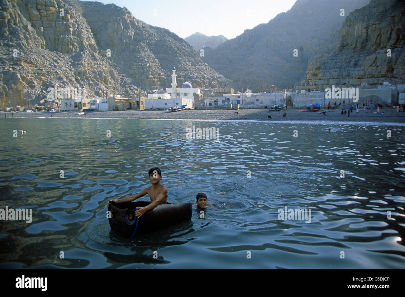 Kumzar, small fishing village, isolated, only reachable wit boat, close ...