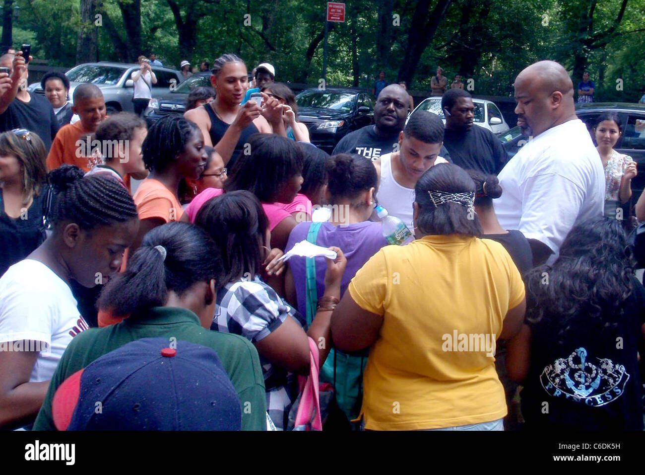 Nelly rapper signs autographs surrounded by fans while outside his ...