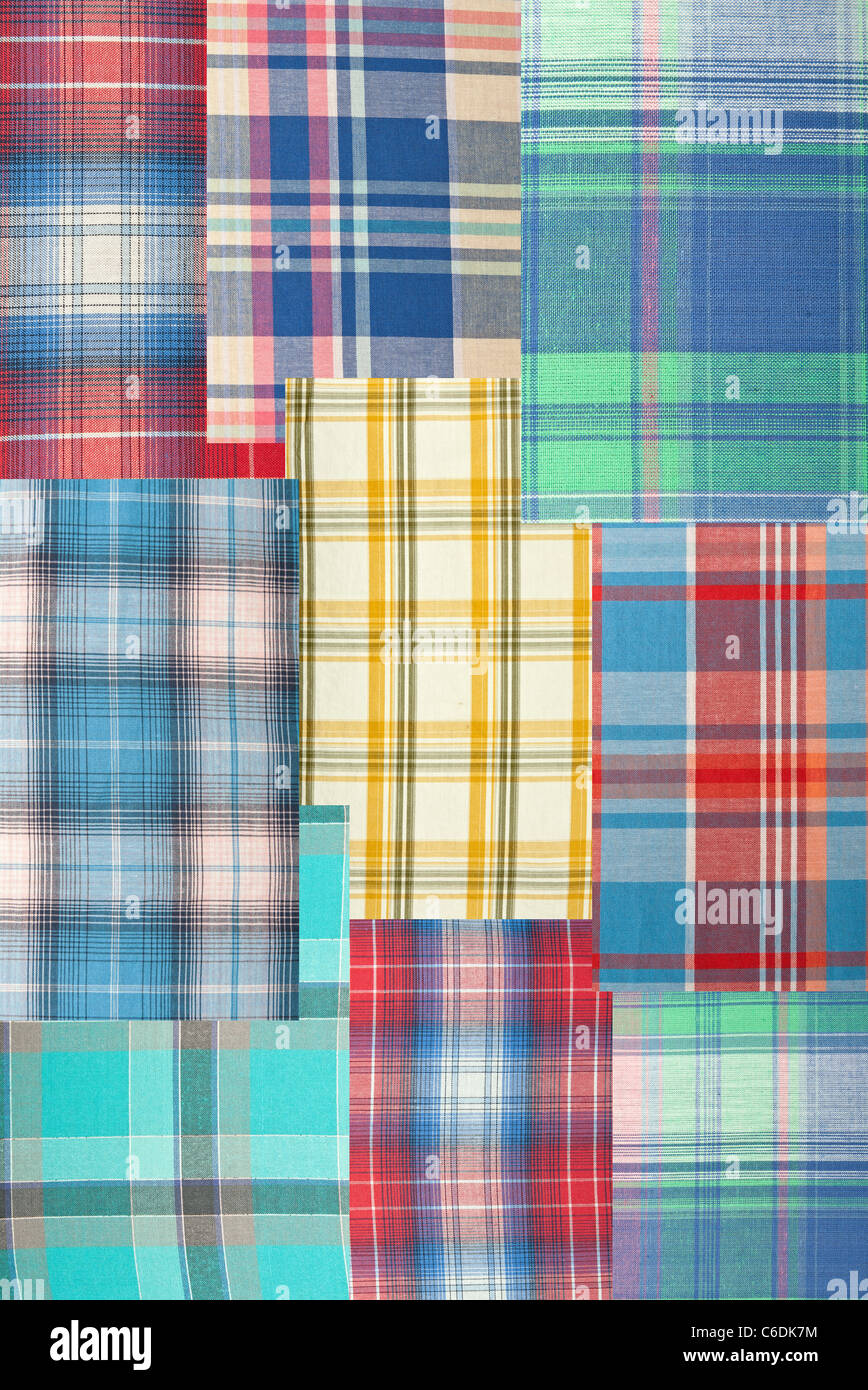 background patchwork color plaid fabric Stock Photo - Alamy