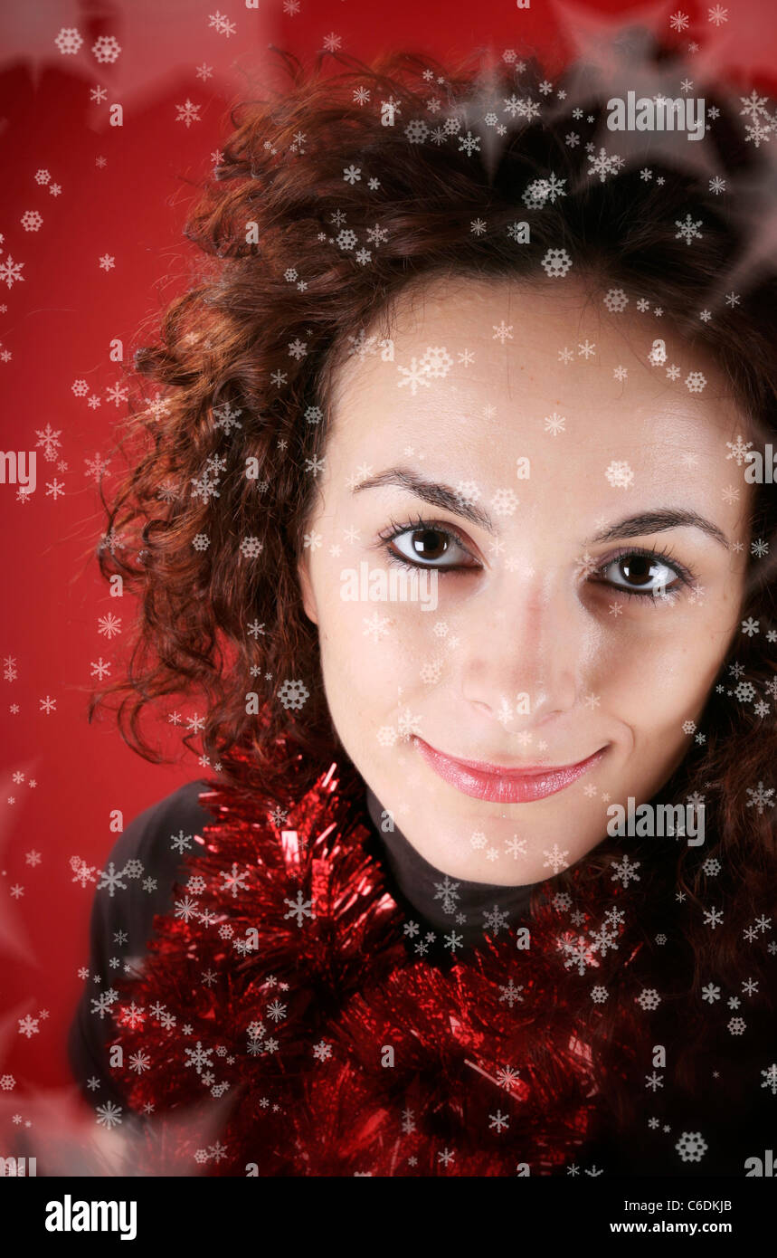 Beautiful woman celebrating the new year Stock Photo - Alamy