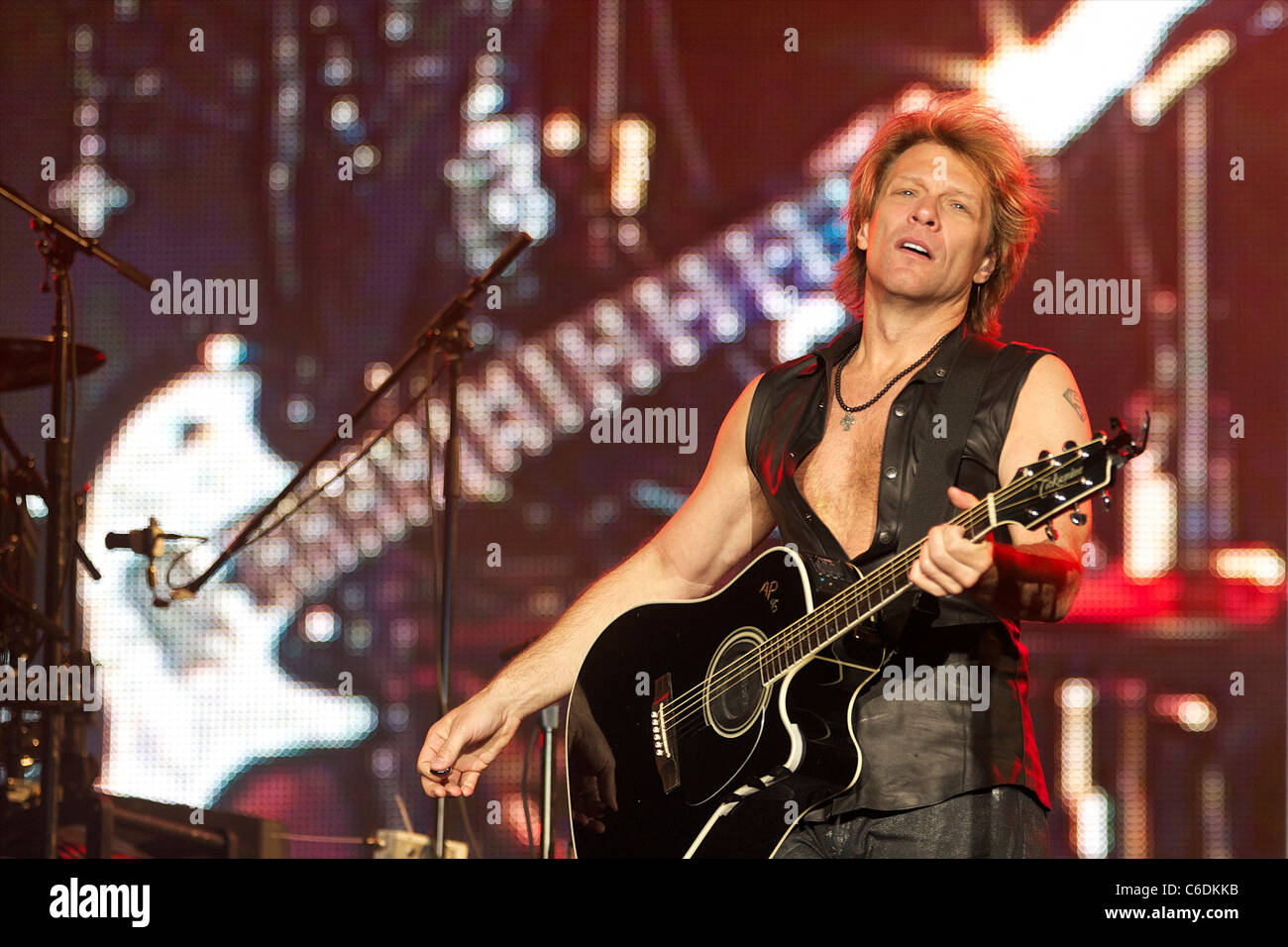 Jon Bon Jovi American rock band Bon Jovi performing live in concert at ...